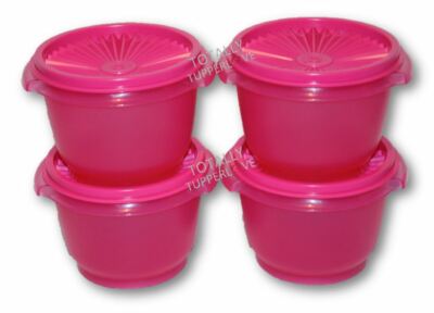 4 Tupperware Servalier Bowls 20 oz. Set Pink Accordion Seals NEW | eBay