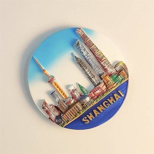 3D Round Fridge Magnet China Tourist Souvenir Shanghai Bund Gift Brand ...