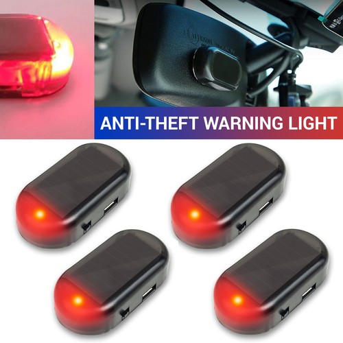 4PCS Fake Solar Power Car Alarm LED Anti-Theft Warning Flashing RED ...