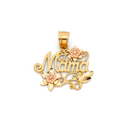 14K Two Tone Gold Mom Charm Pendant For Necklace or Chain | eBay
