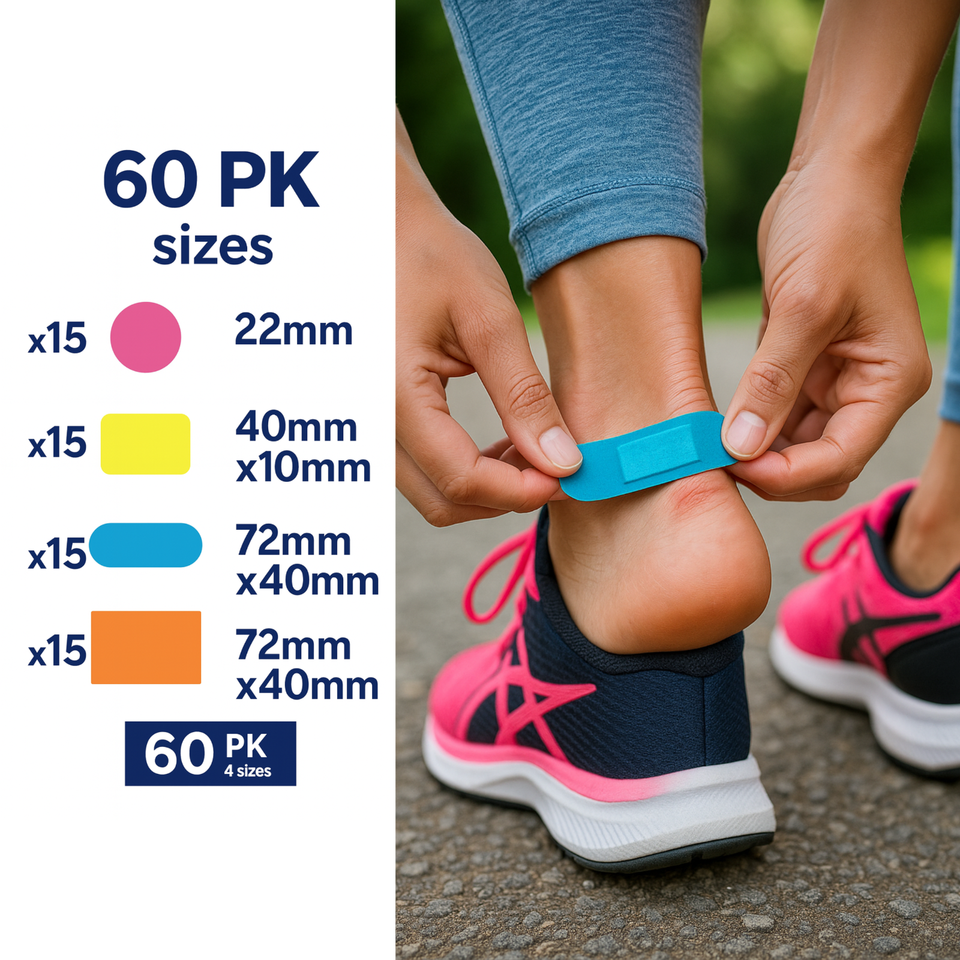 NEON PLASTERS ASSORTED WATERPROOF BREATHABLE FABRIC PLASTERS 60 Pack ...