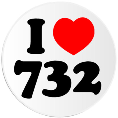 I Love 732 - 25 Pack Circle Stickers 3 Inch - Area Code Toms River NJ ...