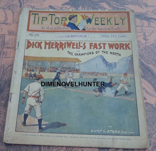 GREAT BASEBALL COVER TIP TOP WEEKLY #381 STREET & SMITH 1903 DIME NOVEL ...
