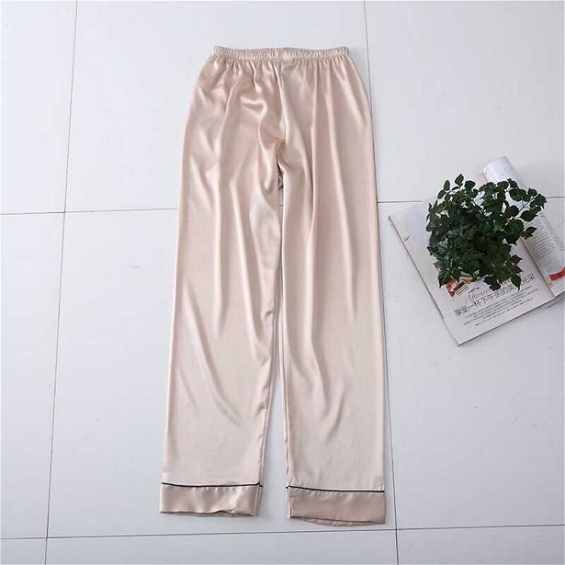 Men Satin Pants Loose Long Silk Pajamas Trousers Bottoms Summer ...