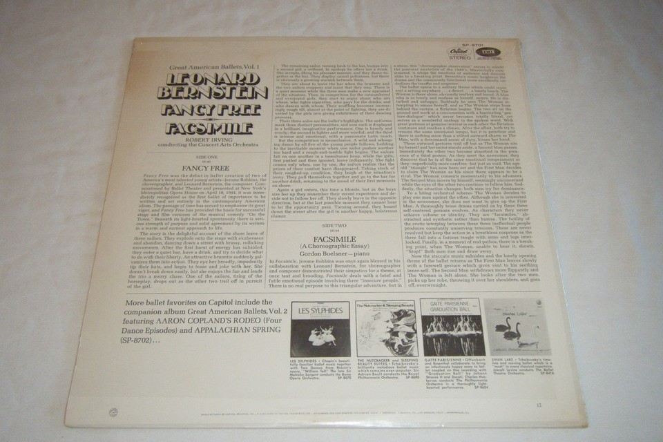 Sealed LP BERNSTEIN, IRVING Great American Ballets Vol. 1 Fancy Free ...