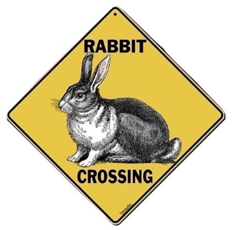 RABBIT CROSSING Sign, 12" by 12" on sides-16" on Diagonal-In/Out ...