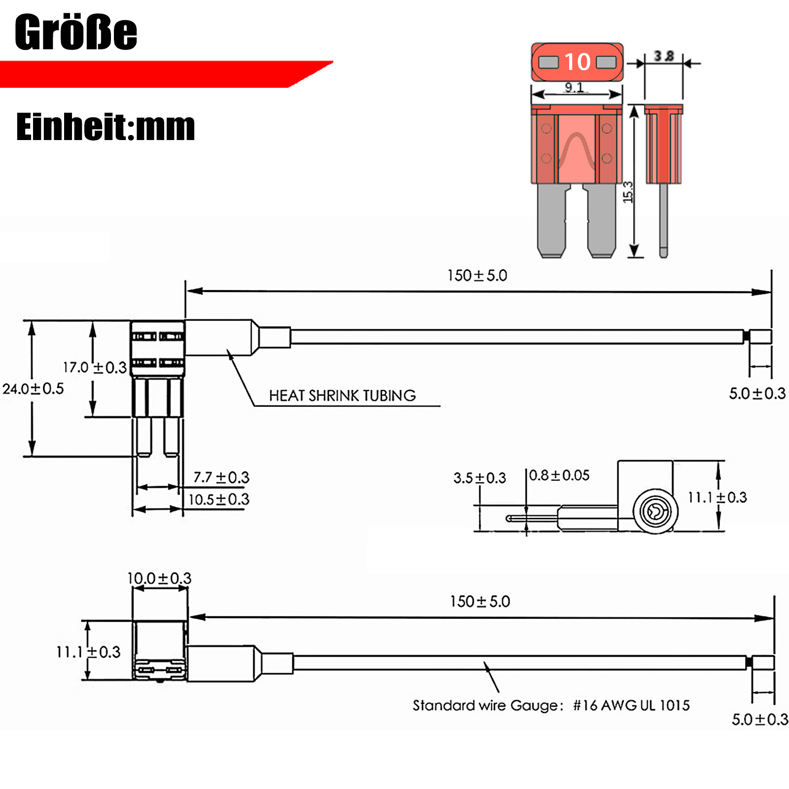 5x Strom Dieb Abgreifer Steck Verteiler Flach Sicherung Adapter Kabel ...