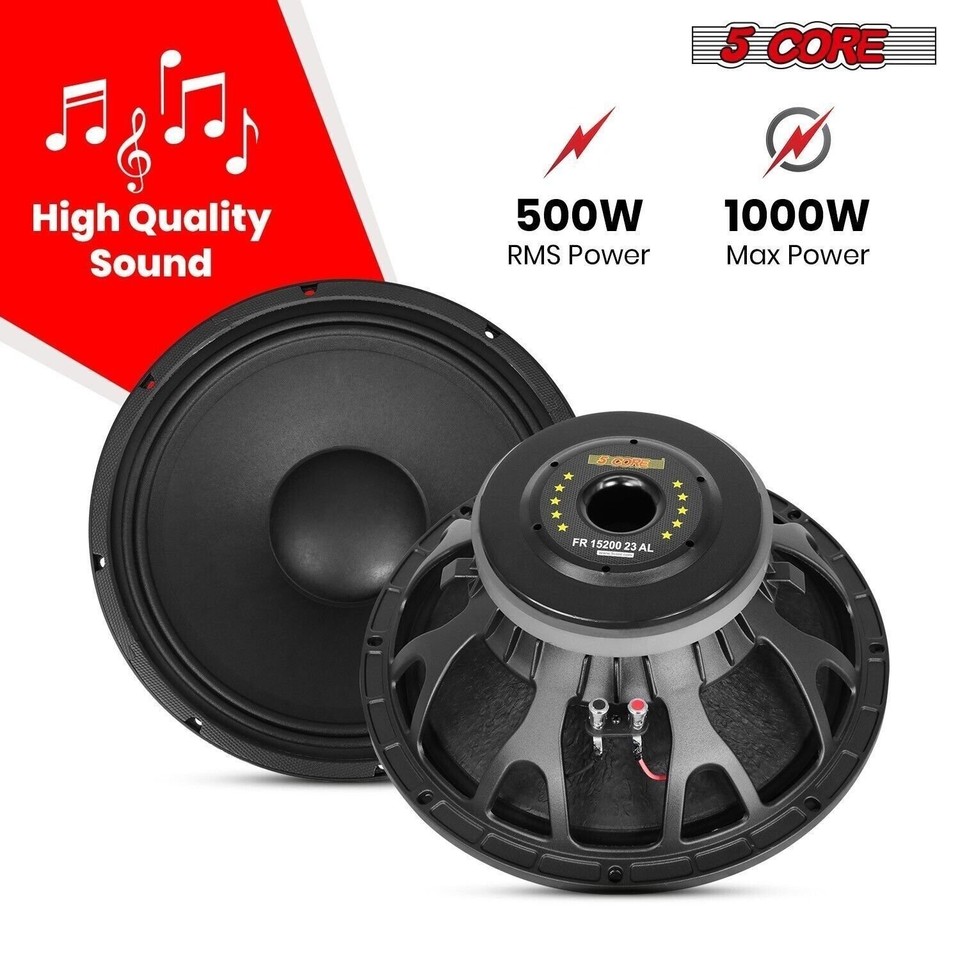 5 Core 15" Subwoofer Speaker 2000W 8Ohm Full Range DJ PA Woofer 4 ...