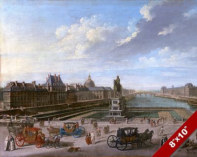 1700’S PARIS FRANCE SCENIC LANDSCAPE ART FRENCH PAINTING REAL CANVAS ...