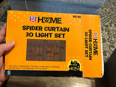 Halloween Black Spider String Lights 5 Large Spiders. | eBay