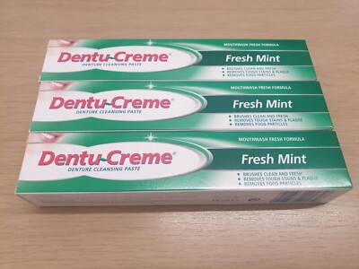 Dentu-Creme Denture Cleansing Paste Fresh Mint 75ML X3 JUST £9.49 EXP ...