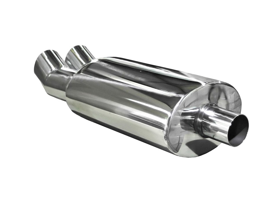 TWIN TIP STAINLESS STEEL SPORTS PERFORMANCE UNIVERSAL EXHAUST BACK BOX ...