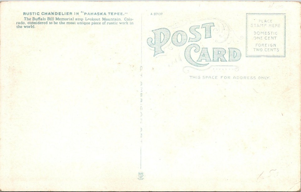Chandelier Pahaska Tepee Lookout Mountain Colorado Postcard | eBay
