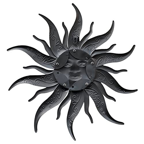 Metal Sun Wall Art Decor-17.3 Inches Rustic Retro Metal Sun Hanging ...