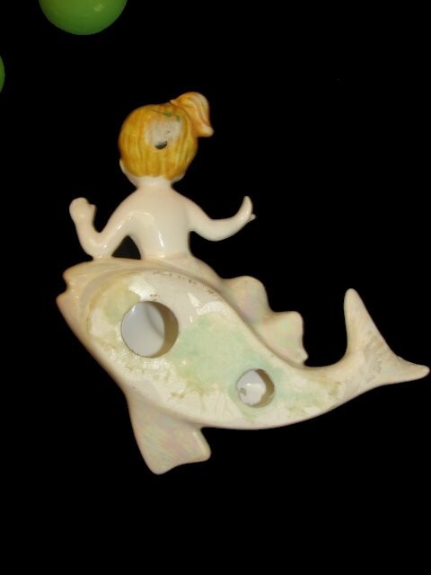 Vintage NORCREST MERMAID riding FISH Wall plaque ceramic hanging | eBay