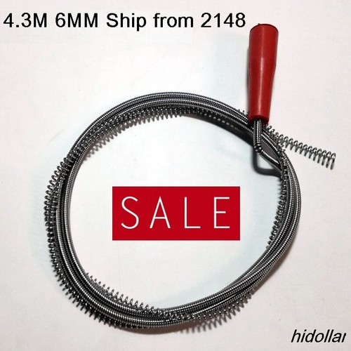 DRAIN CLEANING SPRING SNAKE DRAINAGE CLEANER 4.3M PLUMBING PIPE SEWER ...