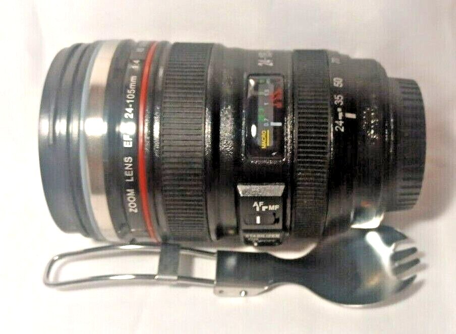Camera Lens Soup Coffee Mug Stainless Steel 14 oz Retractable Lid ...