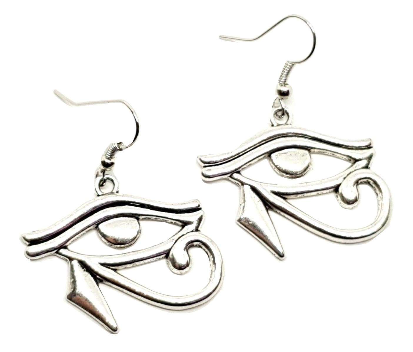 Large Eye Of Horus Earrings Rah Egyptian Silver Plated Evil Eye ...