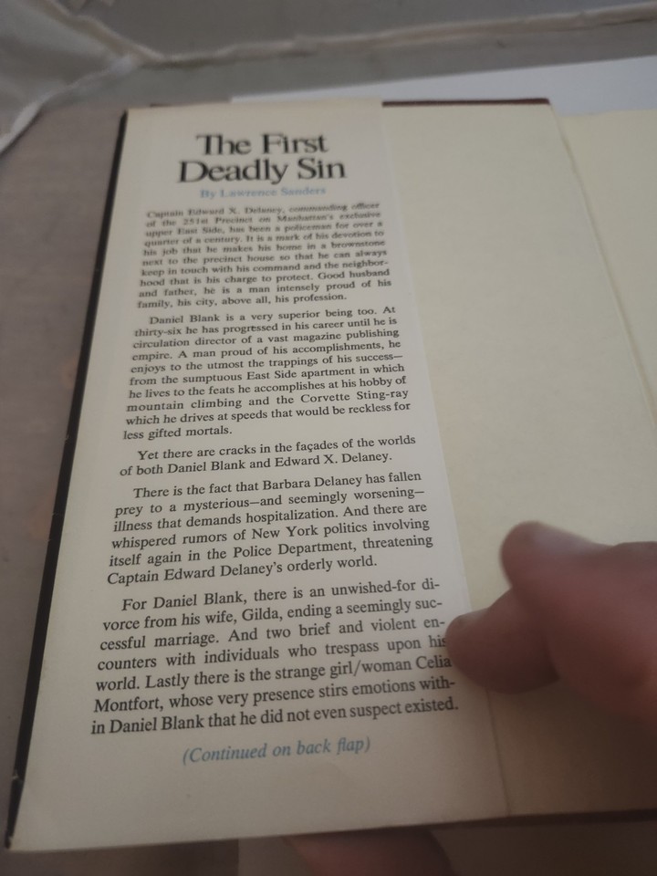 The First Deadly Sin by Lawrence Sanders 1973 HCDJ 1ST EDITION | eBay