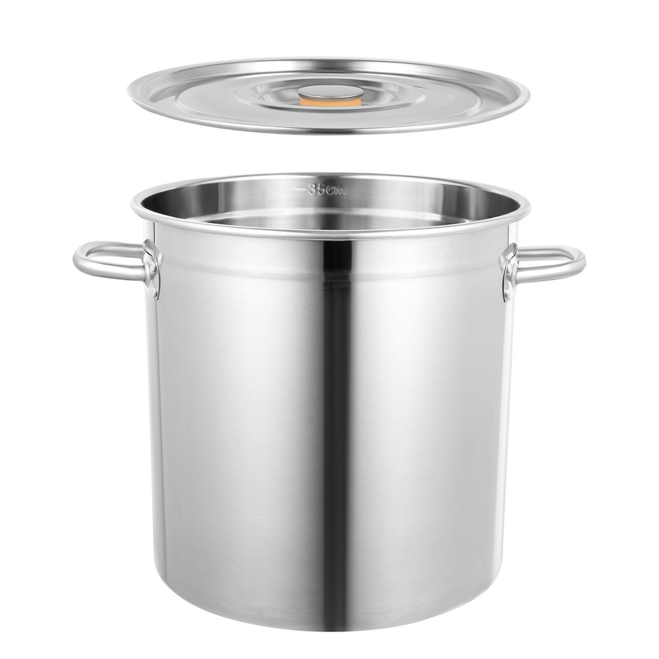35L/9.25Gal Stock Pot Stainless Steel Large Kitchen Soup Big Cooking ...