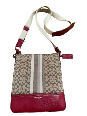 Coach 48001 SVAX Legacy Swingpack Bag Crossbody Khaki Burgundy Preloved | eBay