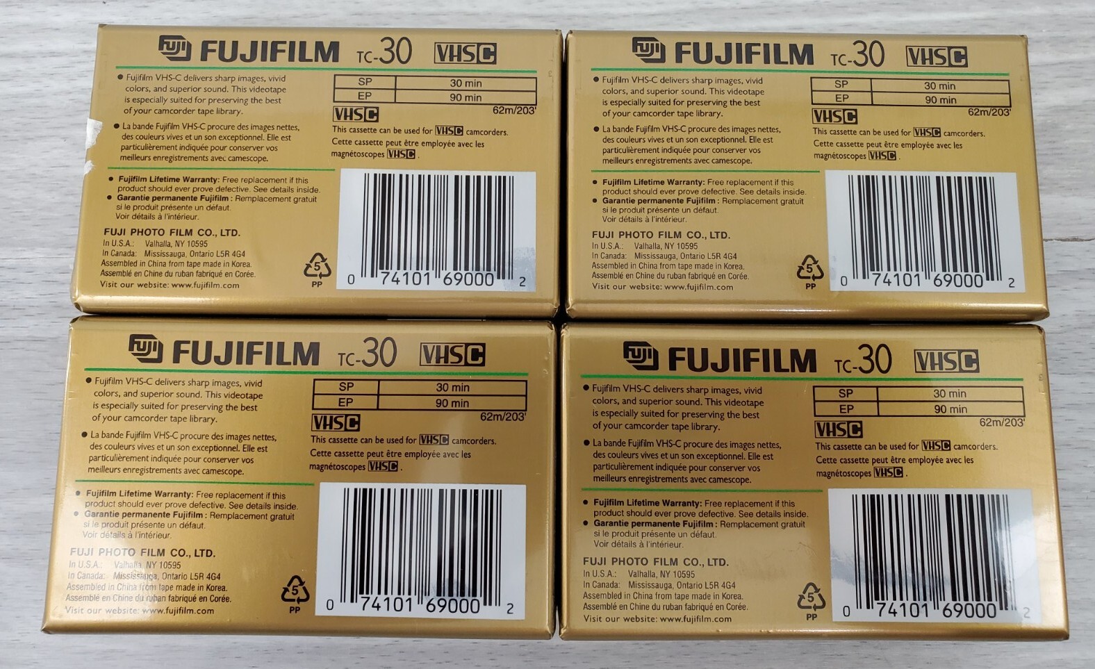 Fujifilm Pro VHS-C Camcorder Premium Video Cassette Tapes 4-PK TC-30 ...