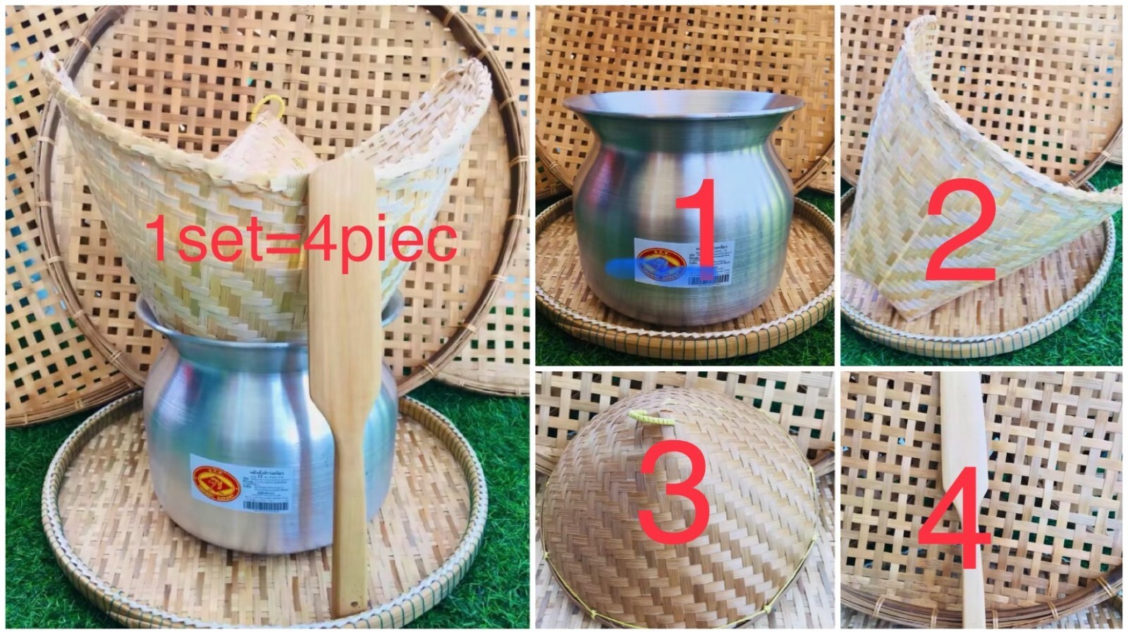 Thai Bamboo Sticky Rice Steamer with Cooking Pot | eBay