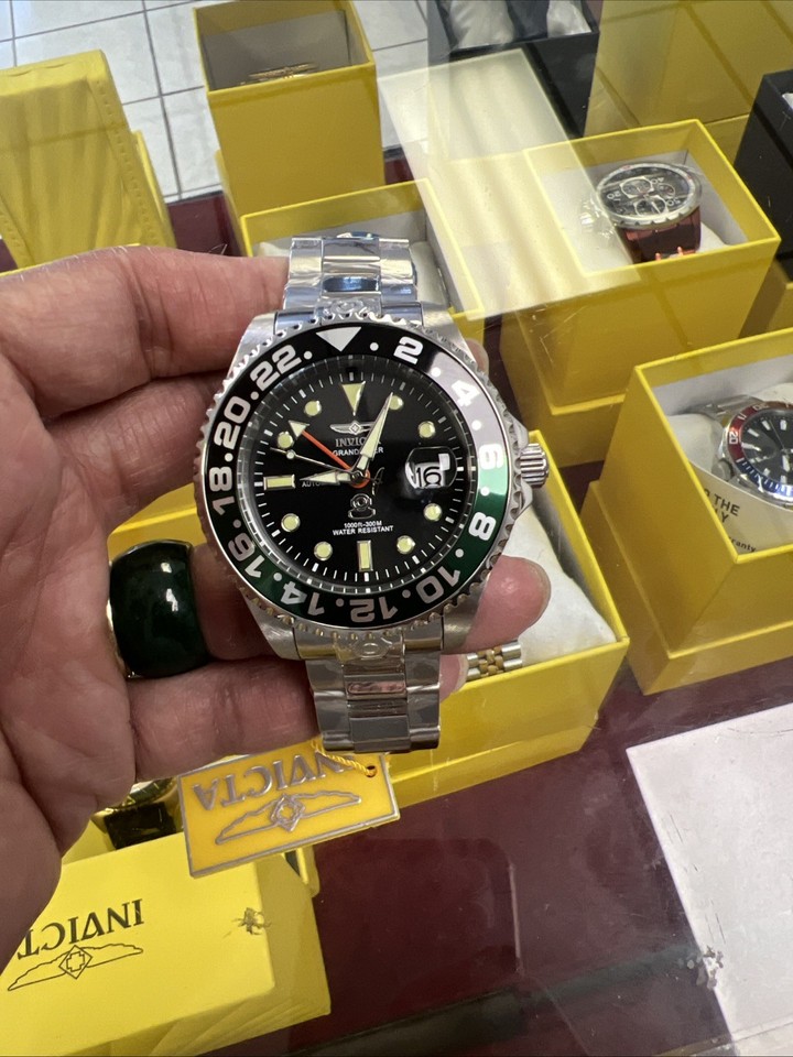 Invicta🍺Grand Diver NH34 GMT Auto Black Dial Bezel Men's Watch-47m ...