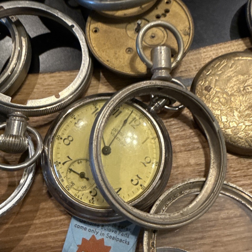 Vintage antique pocket watch parts lot Movements Cases Assorted | eBay