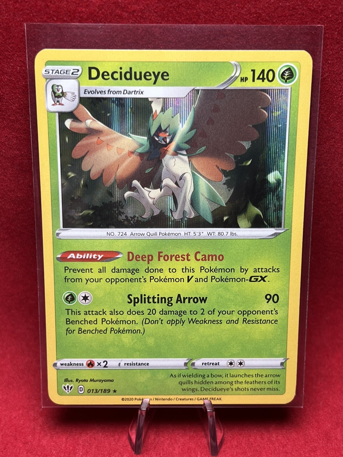 2020 Pokemon Card **Decidueye** Darkness Ablaze Set 013/189 Rare Holo - Rare | eBay