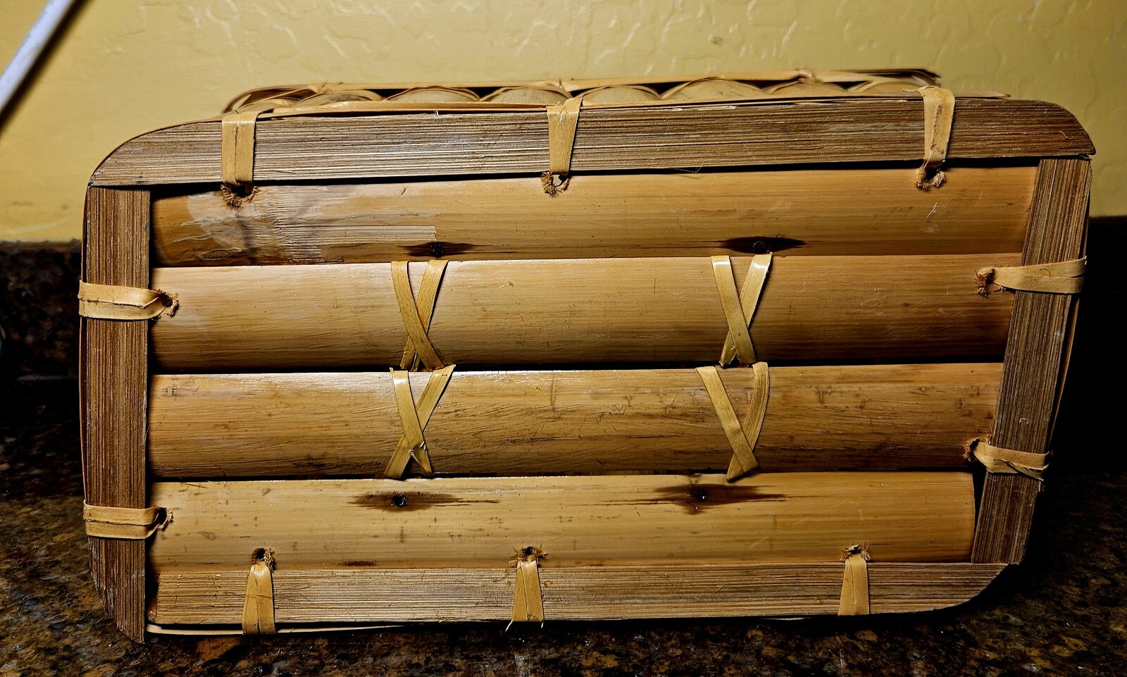 Handmade Vintage Bamboo Utensil caddy with handle. Boho Bohemian Chic ...