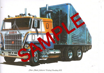 Mack Cruiseliner Cabover W/ Pups, 6 1/2" X 11" Artwork | eBay