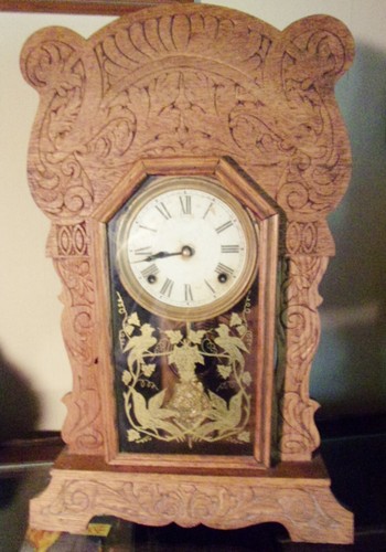 ANTIQUE SESSIONS KITCHEN PARLOR MANTLE OAK 8 DAY CLOCK WITH CHIME | eBay