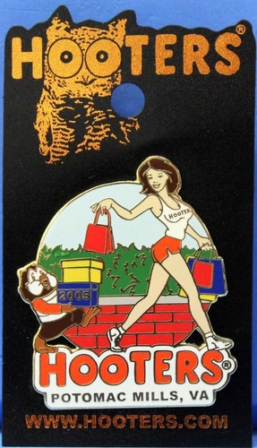 HOOTERS RESTAURANT COLLECTABLE ENAMEL SHOPPING GIRL POTOMAC MILLS VA ...