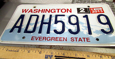 Washington license plate Evergreen State, 2013, ADH5919, cool hologram ...