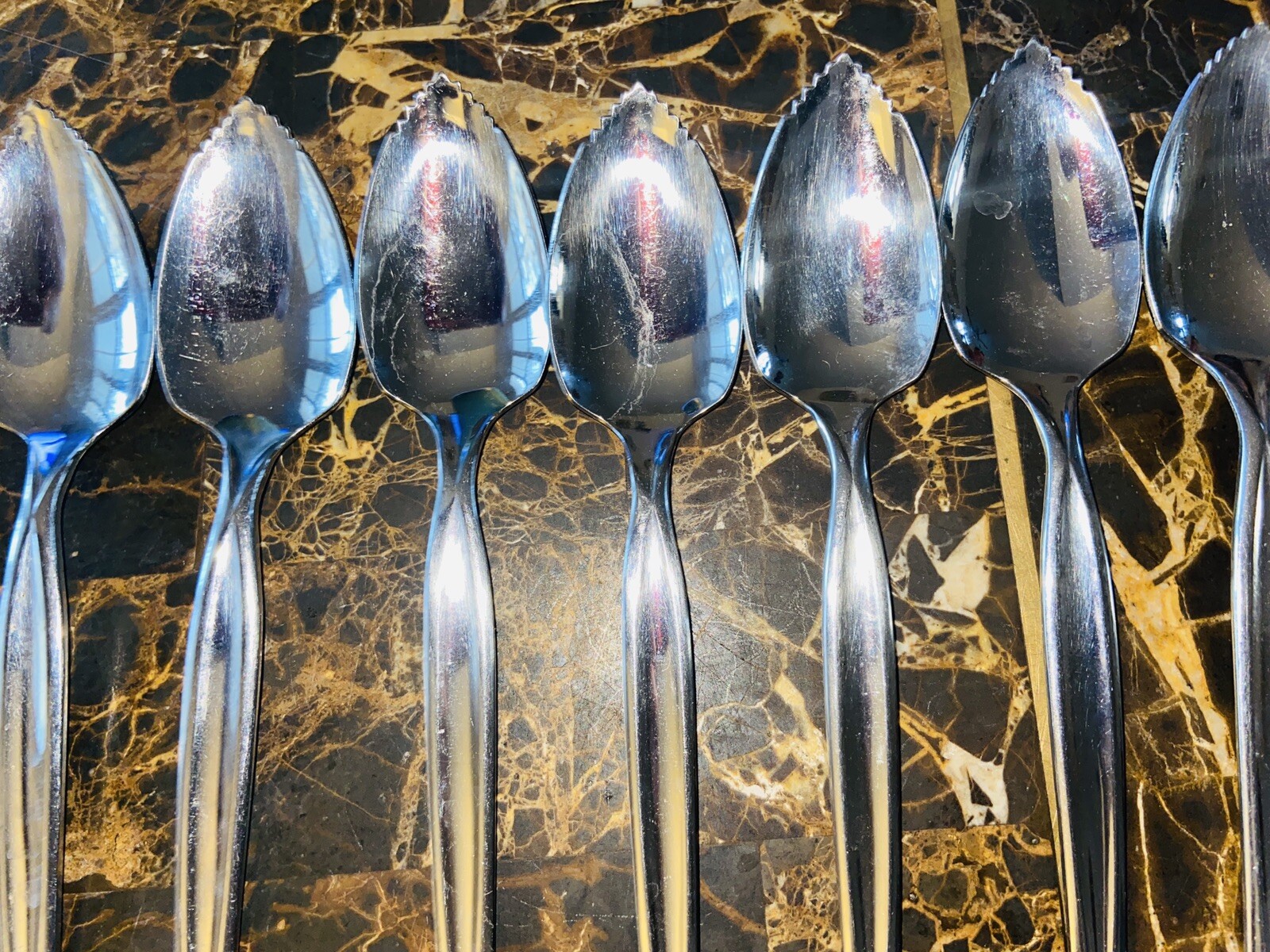 9 WM Rogers MFG Co Grapefruit Spoons Nassau Pattern Stainless Steel USA ...