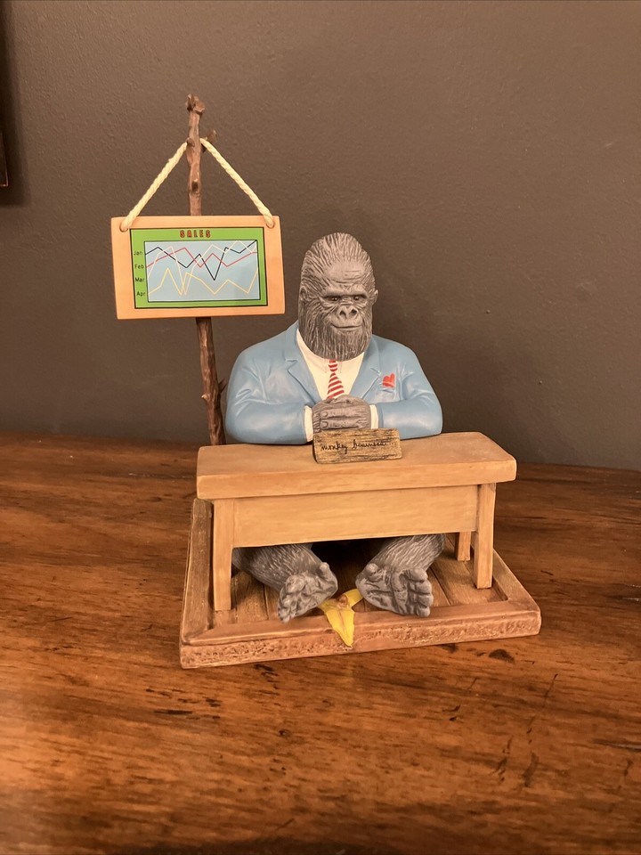 NEW- Will Bullas Sculpture “Monkey Business” Pearl Bisque Sales Ape ...