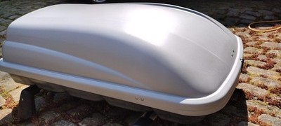 Grey Halfords Roof Box. Large. In good condition. 40cm x 80cm x 120cm ...