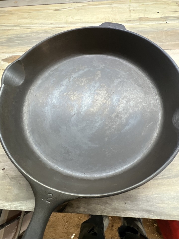 Wagner Ware #12 A mold. Cast Iron Skillet 14" Double Spout Vintage ...