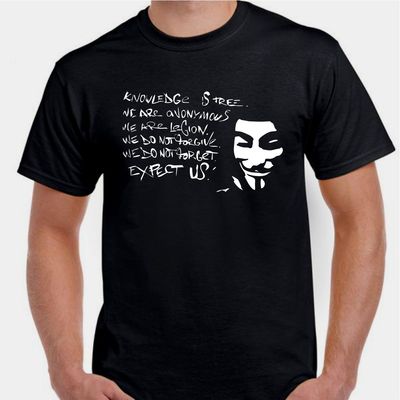 Anonymous Knowledge is free Anon activist Guy Fawkes Mask T shirt | eBay