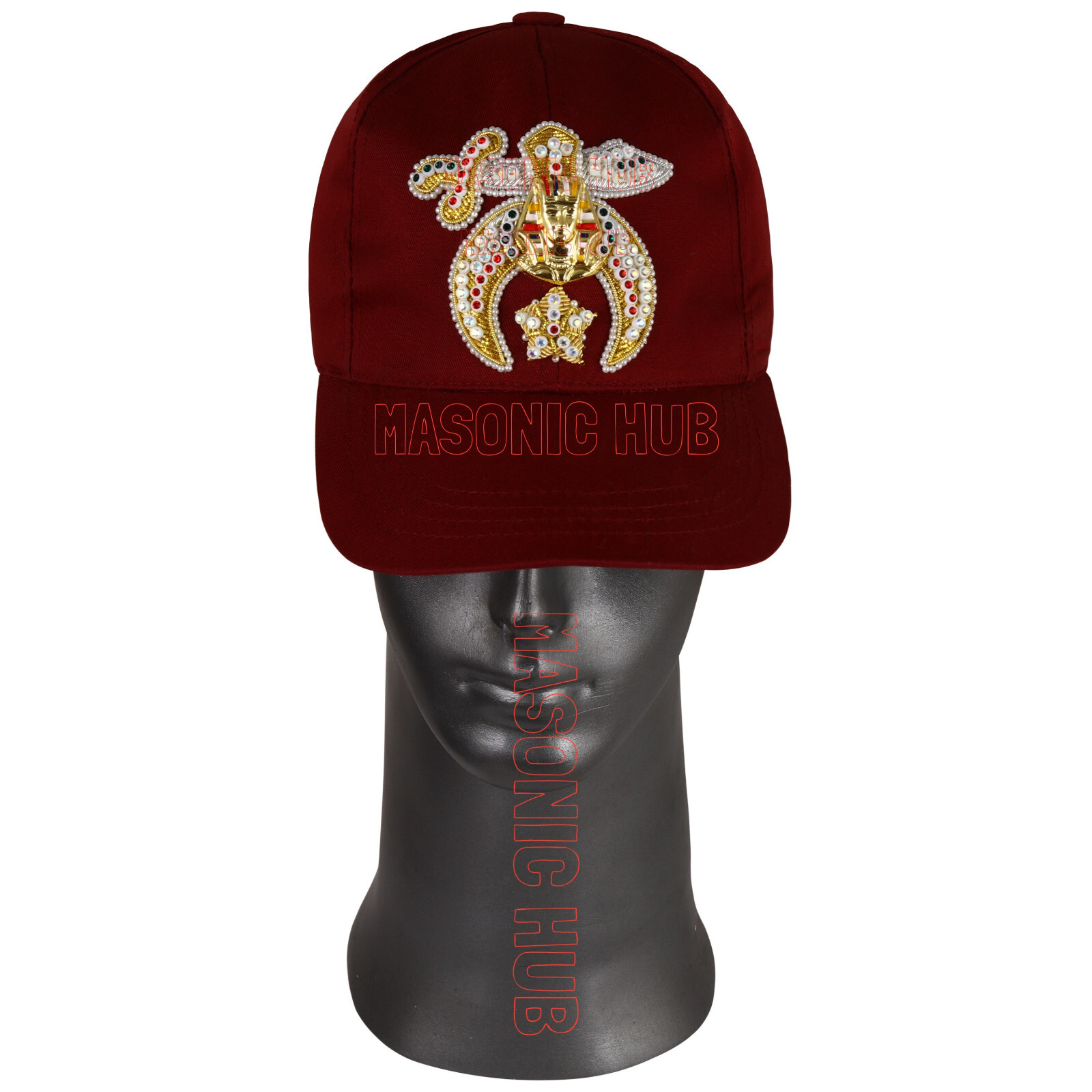 Masonic Gold Tassel Shrinner Jewel Embroidered Maroon Baseball Hand ...