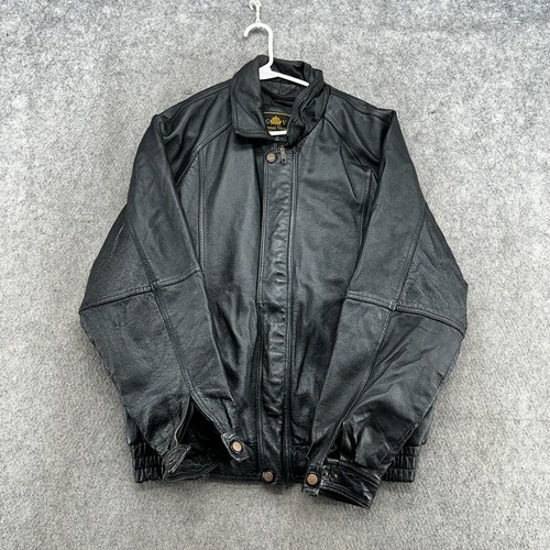 Giovanni Verucci Leather Jacket Mens M Black Full Zip Lined Biker ...