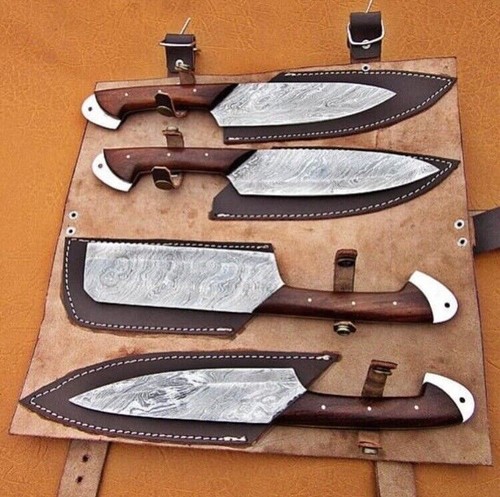 Custom Handforged Damascus steel Chef Knives set BBQ Knife set Gift for ...
