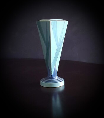 Roseville Futura Big Blue Triangle 388-9 Vase | eBay