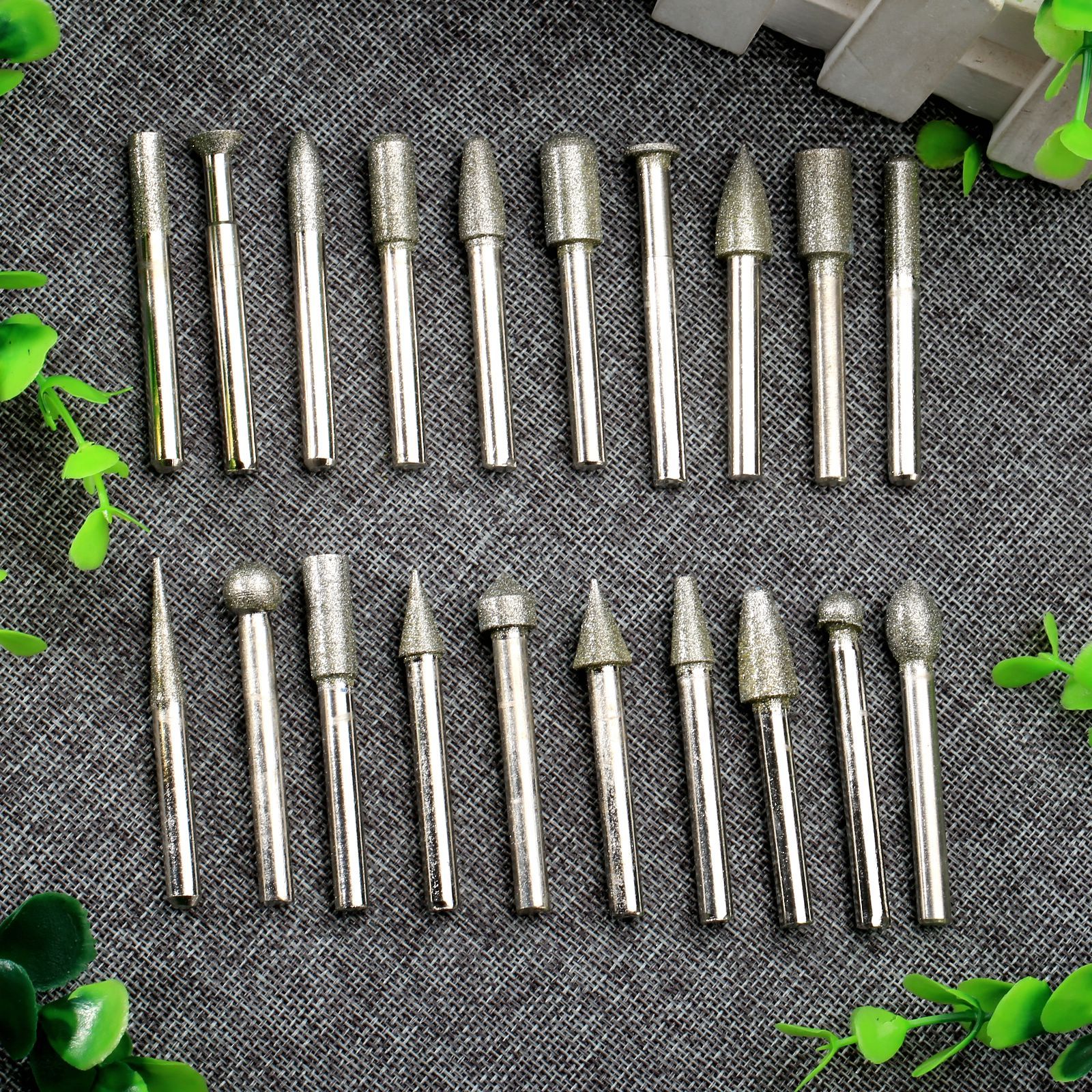 20X Grit 120 Diamond Coated Rotary Grinding Burrs Points 6mm Shank ...