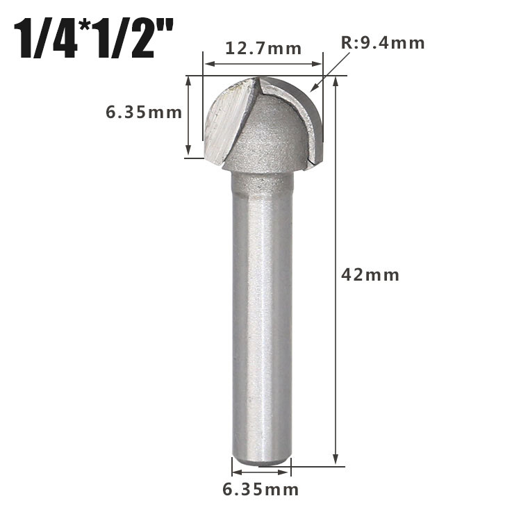 Ball End Router Bit Round Milling Cutter TCT Carbide Cutter 1/4" 1/2 ...