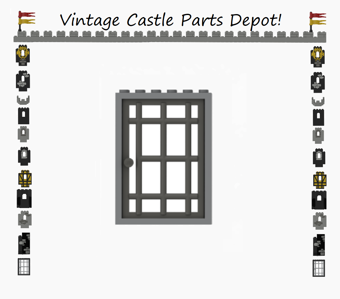 Vintage Lego Old Light Gray Castle Windows Walls Corner Arches Turrets ...