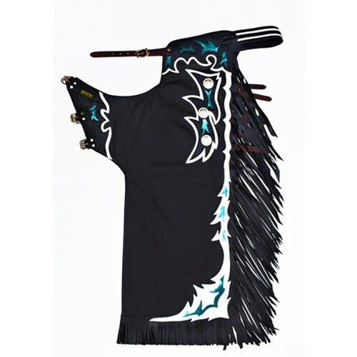 Bull Riding Pro Rodeo Chaps black Smooth Leather Bronc Show Adult ...
