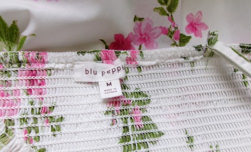 Summer Dress BLU PEPPER White Pink Floral MEDIUM Spaghetti Straps ...