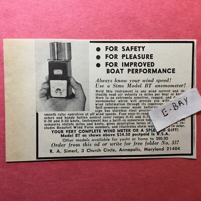 1967 Ad. Sims Model BT Anemometer. R A Simerl. Annapolis, Maryland. | eBay